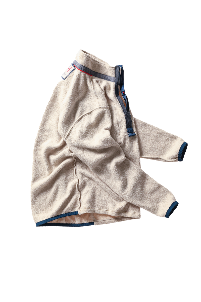 Relwen Terry Snap-Zip Mock in Biscuit