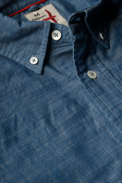 Relwen Huntsman Blue LS Shirt in Bright Indigo Twill