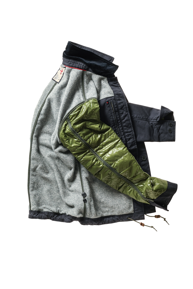 Relwen Pile-Lined Chore Coat in Dark Navy Canvas