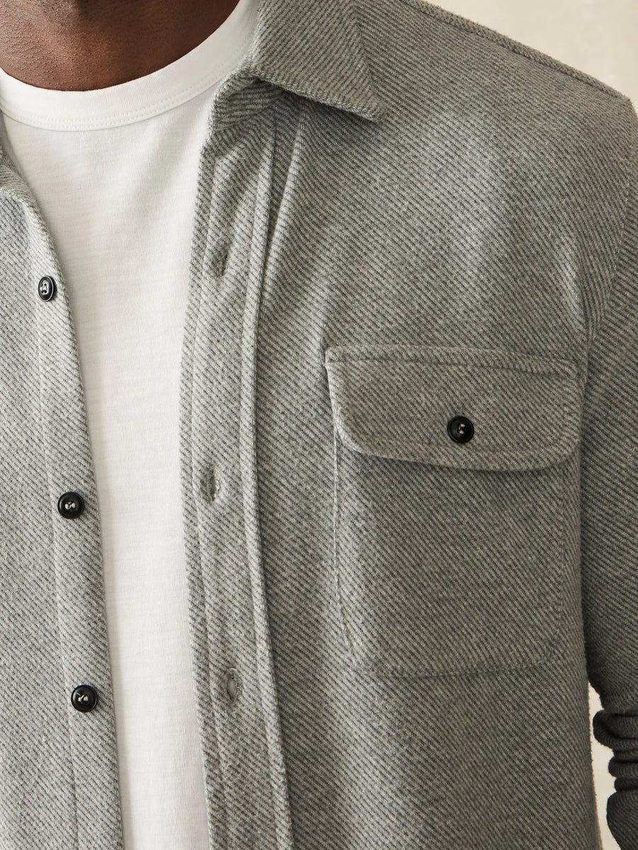Faherty Legend Sweater Shirt in Fossil Grey Twill
